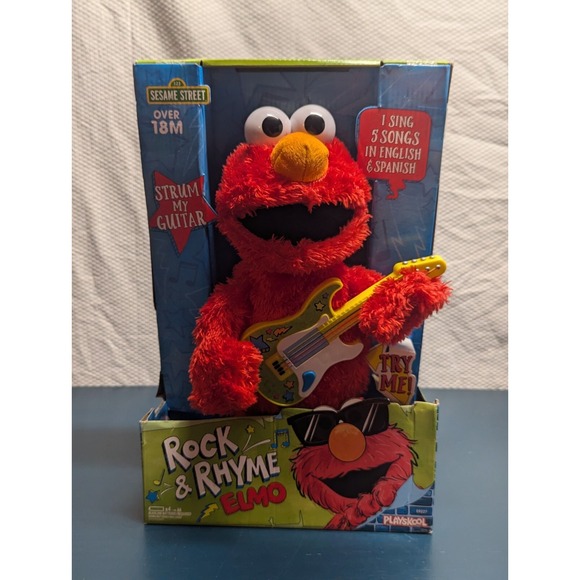 playskool | Toys | Sesame Street Rock Rhyme Elmo Talks Sings In English ...